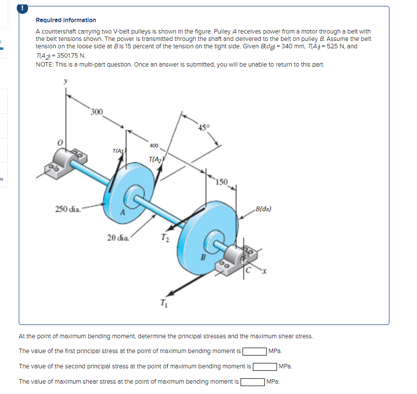 Solved Required Information A countershaft carrying two | Chegg.com