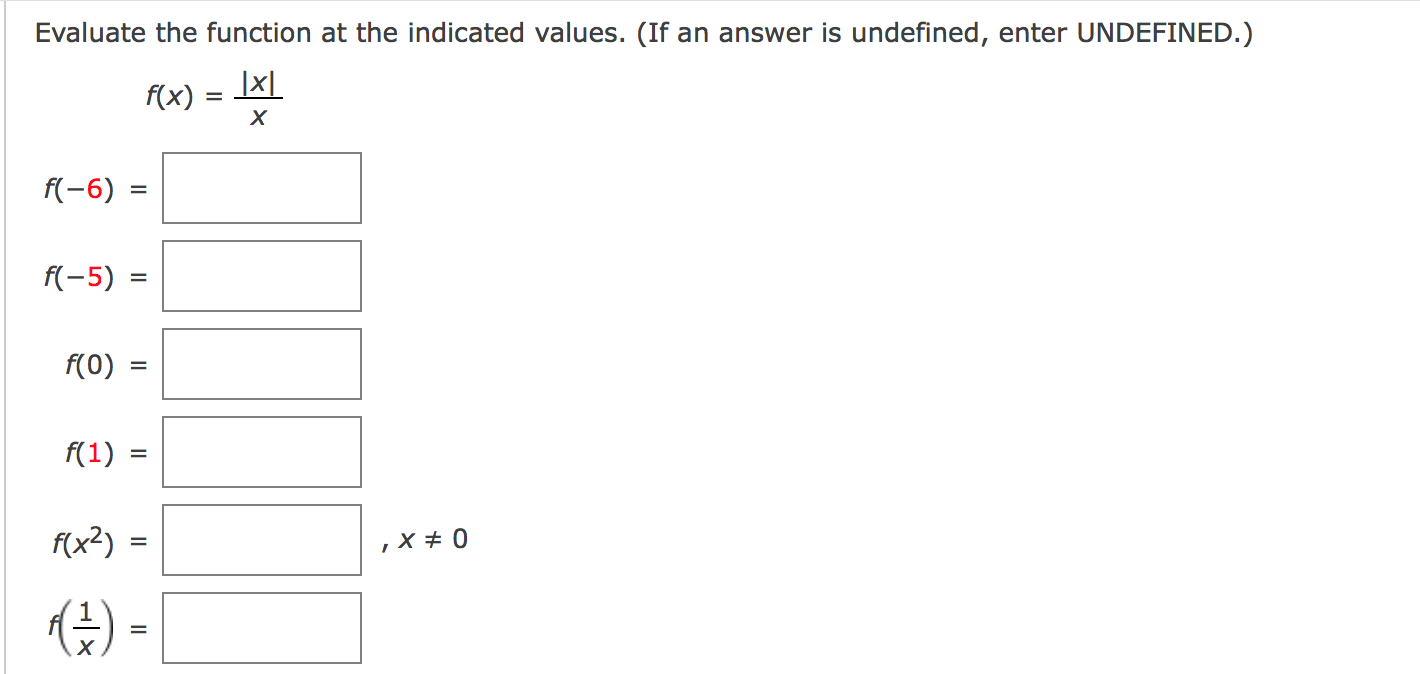 Solved Evaluate the function at the indicated values. (If an | Chegg.com
