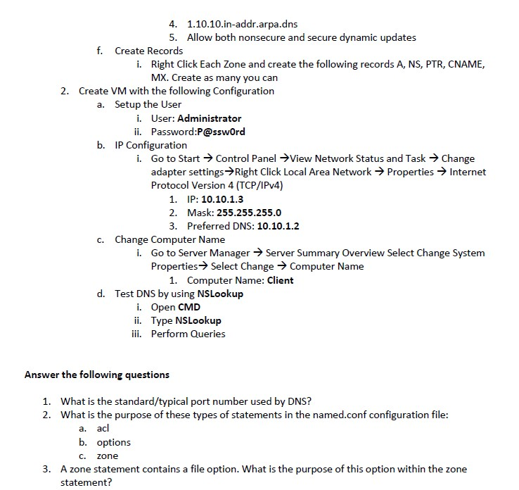 Networking Exercise and 3 questions after | Chegg.com