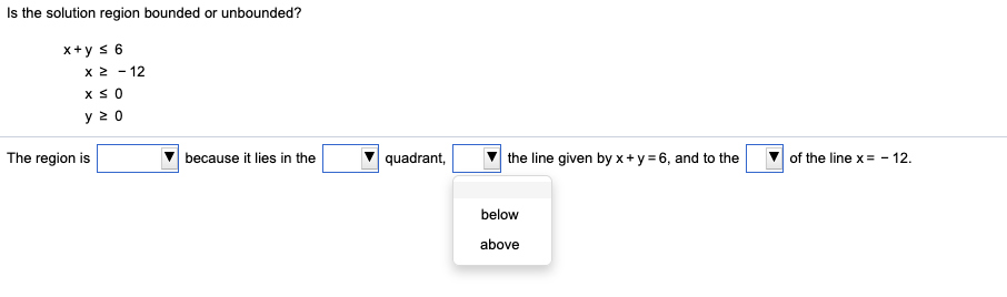 Solved Is the solution region bounded or unbounded? x + y s6 | Chegg.com