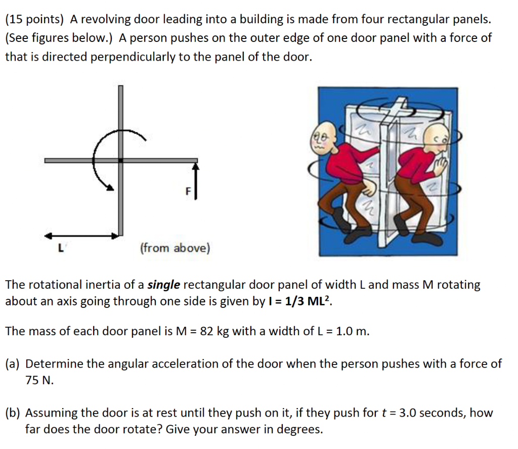 Solved (15 points) A revolving door leading into a building | Chegg.com