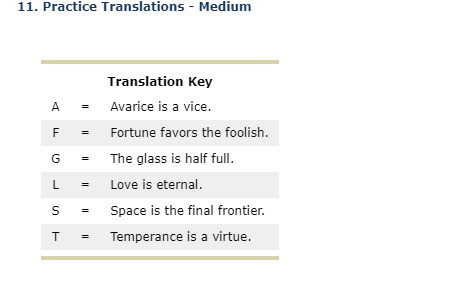 Solved Use this key to translate the following given | Chegg.com