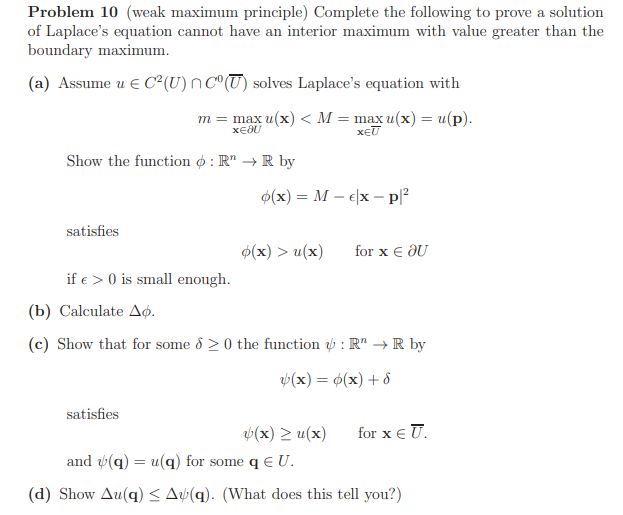 Solved Problem 10 (weak maximum principle) Complete the | Chegg.com