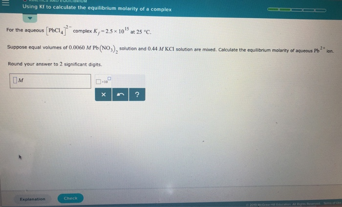 Solved Using Kf to calculate the equilibrium molarity of a | Chegg.com