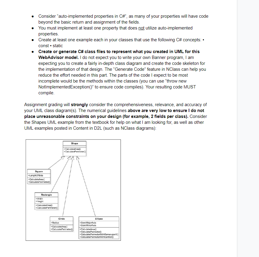 Grading Rubric: 75% for the UML class diagram and | Chegg.com