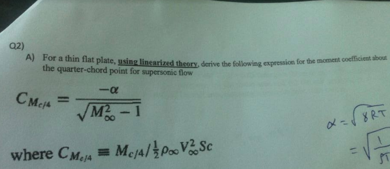 Solved Q2) a A) For a thin flat plate, using linearized | Chegg.com