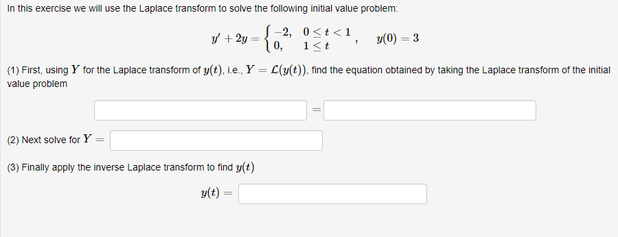 Solved In this exercise we will use the Laplace transform to | Chegg.com