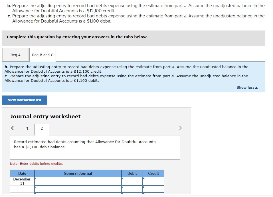 Solved b. Prepare the adjusting entry to record bad debts | Chegg.com