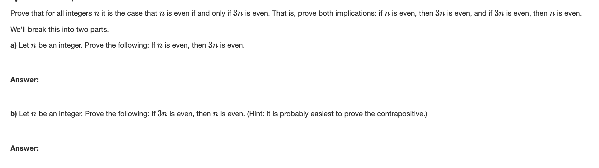 Solved Prove that for all integers n it is the case that n | Chegg.com
