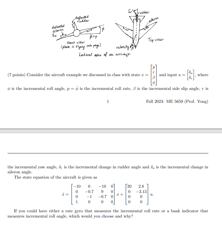 Solved (7 points) Consider the aircraft example we discussed | Chegg.com