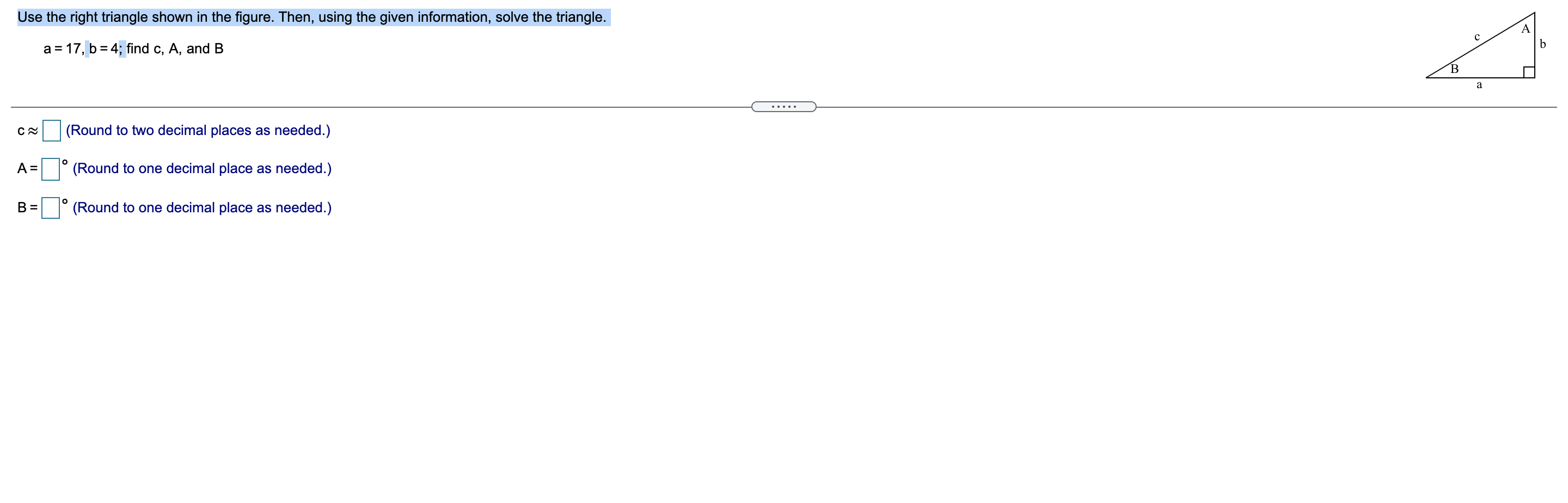 Solved Use the right triangle shown in the figure. Then, | Chegg.com