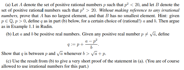 Solved (a) Let A denote the set of positive rational numbers | Chegg.com