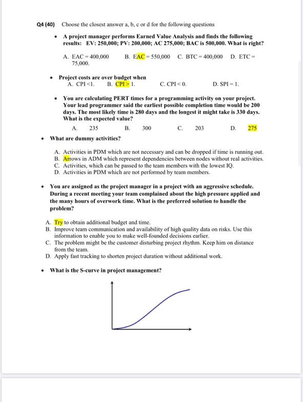 Solved 04 (40) Choose the closest answer a, b, c ord for the | Chegg.com