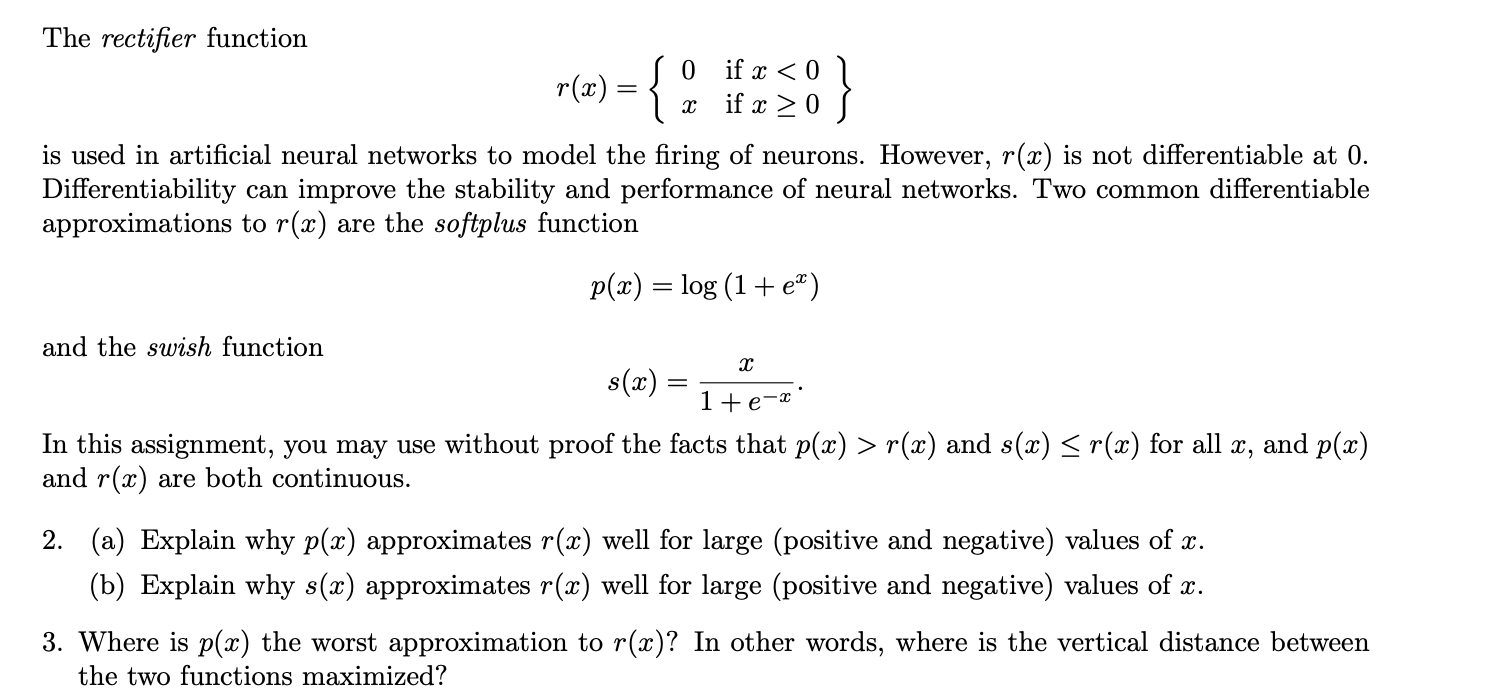 Solved The rectifier function r(x)={0x if x