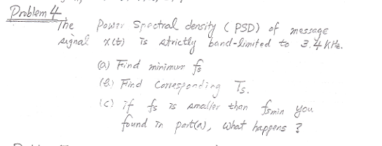 Solved Problem 4The Powr Spectral density (PSD) ﻿of | Chegg.com