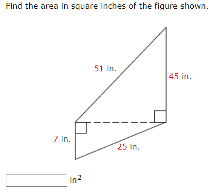 Solved Find the area in square inches of the figure shown. | Chegg.com