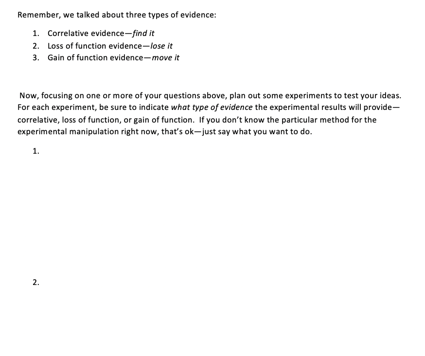 Solved Types of Evidence/Testing Hypotheses Worksheet In the | Chegg.com
