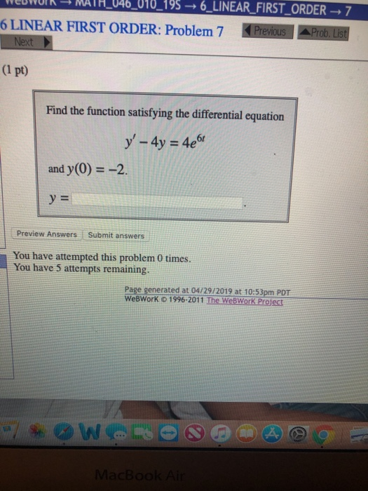 Solved 046-010-195 work MATH reb → 6 -LINEAR-FIRST-ORDER → 7 | Chegg.com