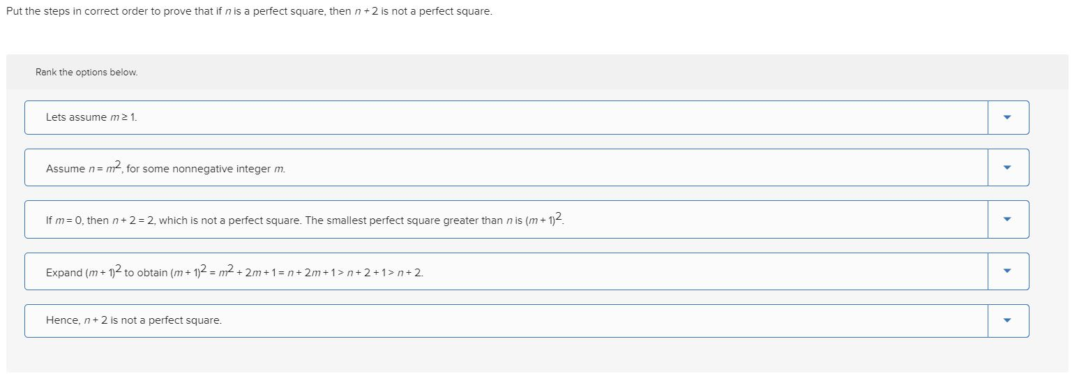 Solved Put the steps in correct order to prove that if n is | Chegg.com