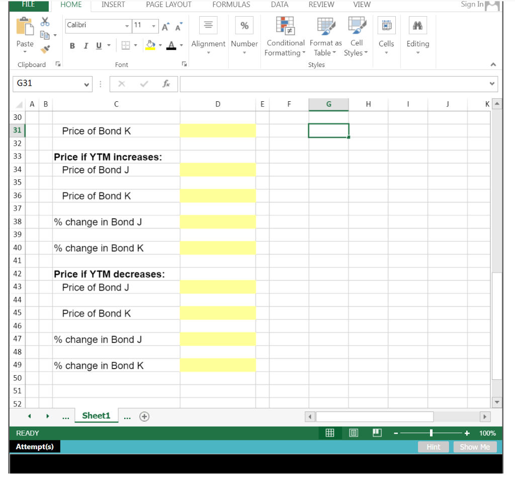 Solved X 5 Interest Rate Risk Excel X File Home Insert 