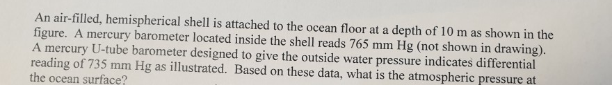 Solved An air-filled, hemispherical shell is attached to the | Chegg.com