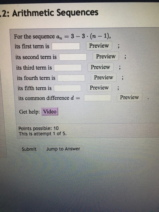 Solved 2: Arithmetic Sequences For the sequence an 3-3.(n | Chegg.com