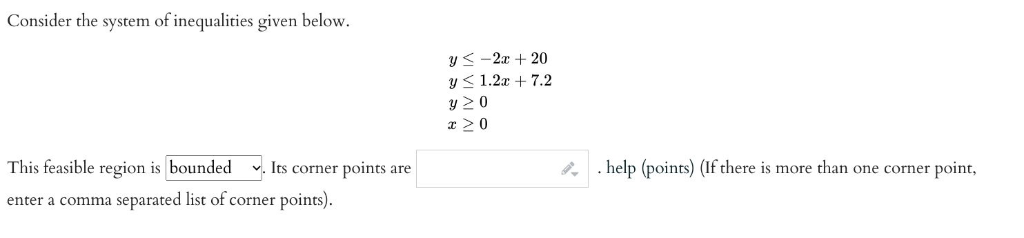Solved Consider the system of inequalities given below. | Chegg.com