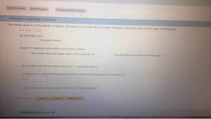 Solved Submit Answer Save Progress Practice Another Version | Chegg.com