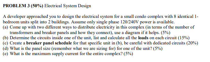 A developer approached you to design the electrical | Chegg.com