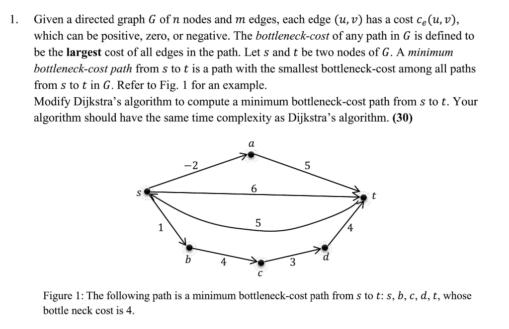 Solved 1. Given a directed graph G of n nodes and m edges, | Chegg.com