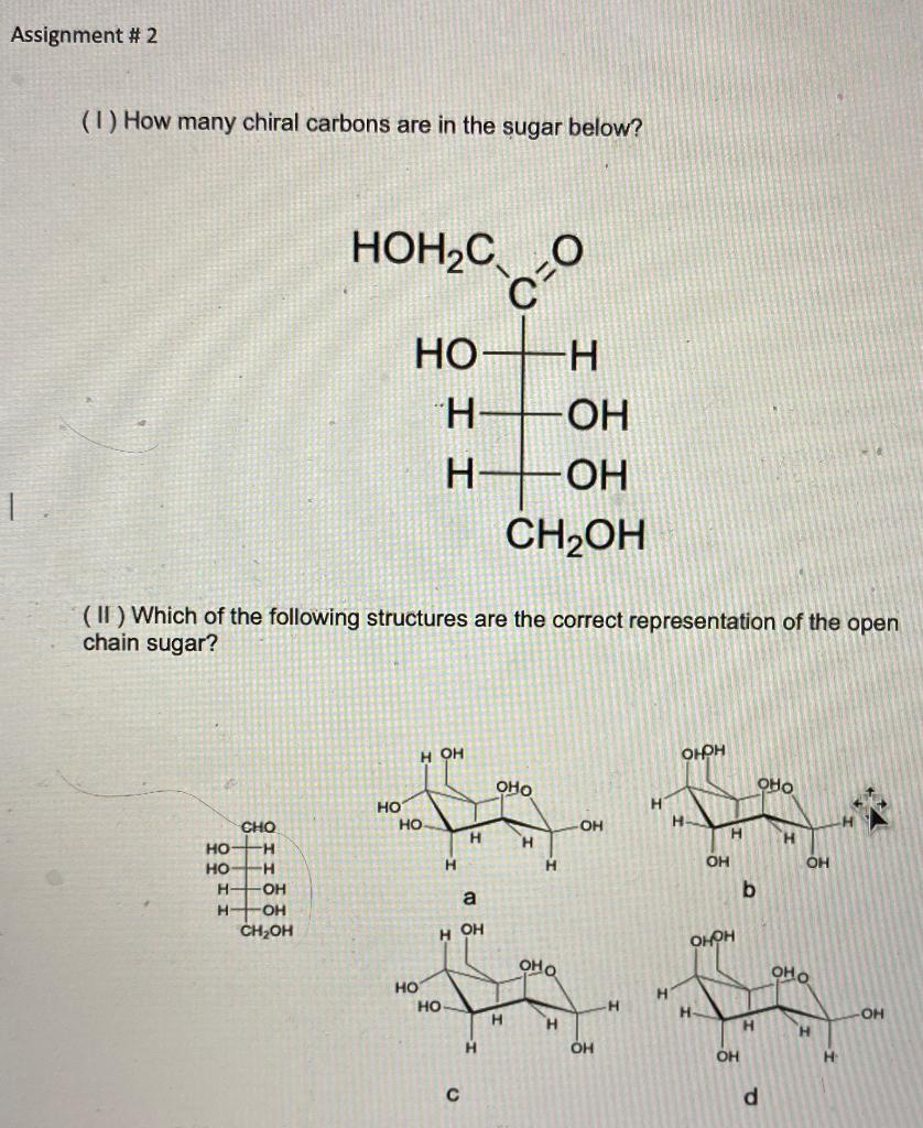 Solved (1) How many chiral carbons are in the sugar below? | Chegg.com