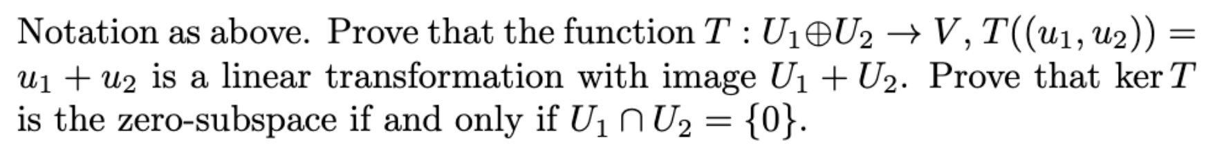 Solved U1 and U2 are subspaces of V and U1 + U2 is the set | Chegg.com