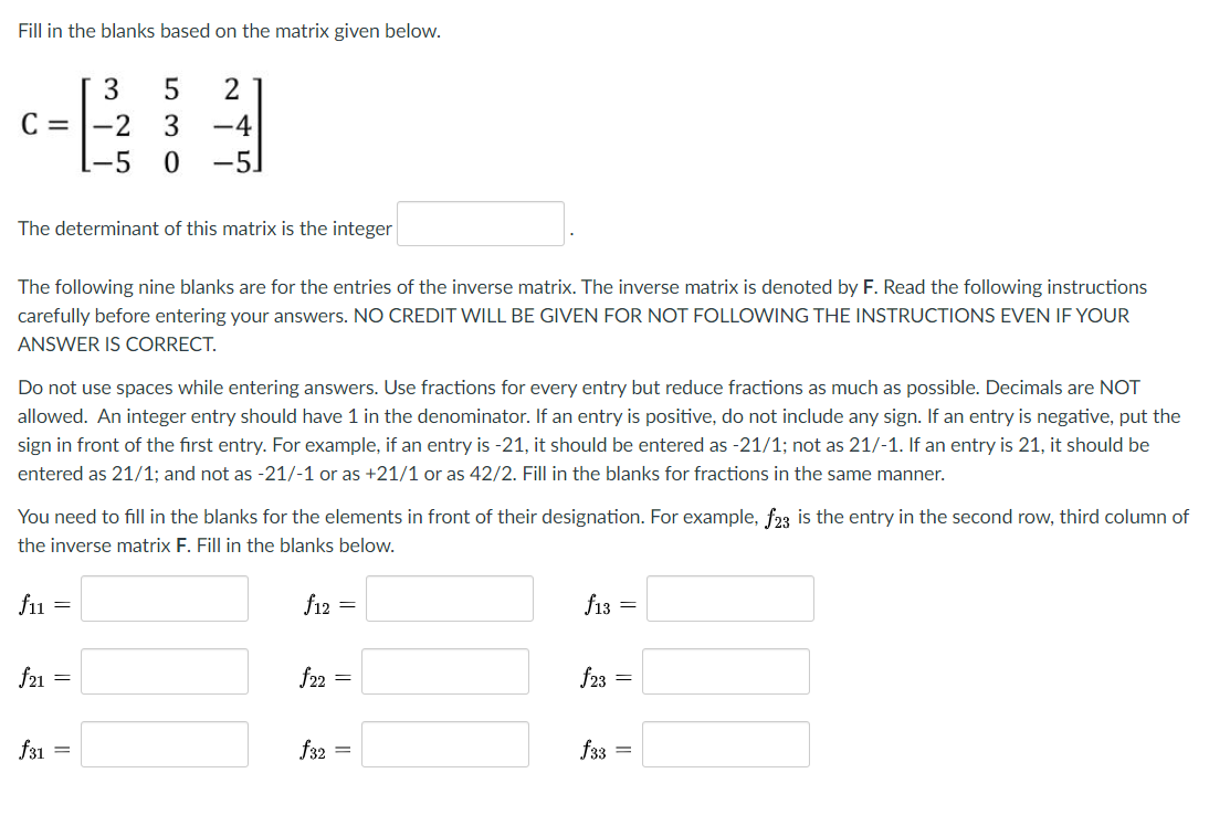 Solved Fill in the blanks based on the matrix given below. 3 | Chegg.com