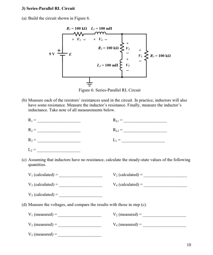 Solved 3) Series-Parallel RL Circuit (a) Build the circuit | Chegg.com