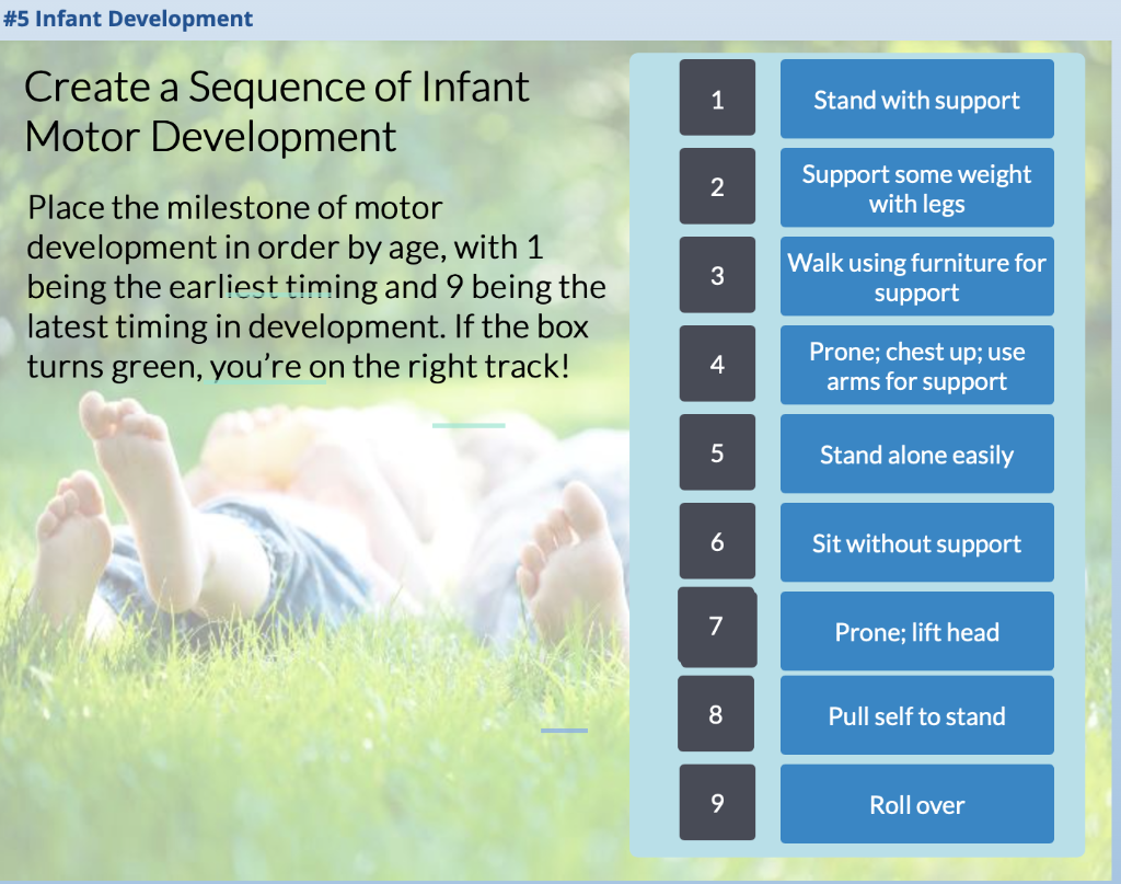 Solved Create a Sequence of Infant Motor Development Place | Chegg.com