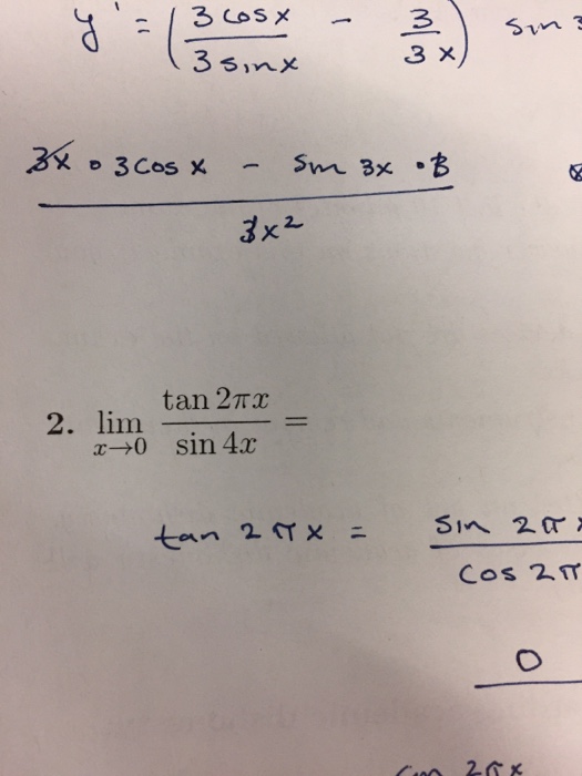 Solved lim_x rightarrow 0 tan 2 pi x/sin 4x = | Chegg.com