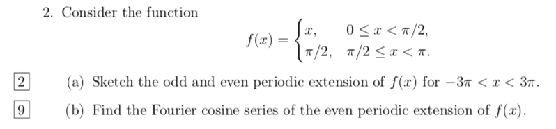 Solved 2. Consider the function π/2 π/2, x