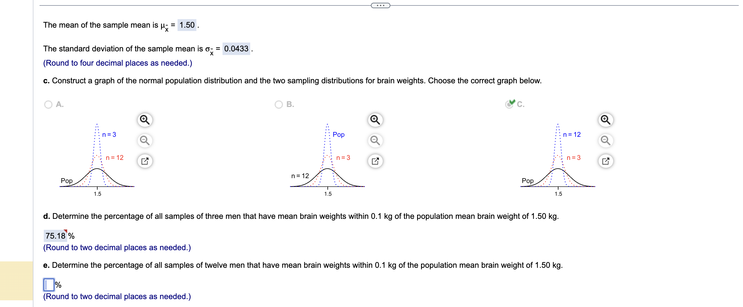 The mean of the sample mean is μ−=1.50. The standard | Chegg.com