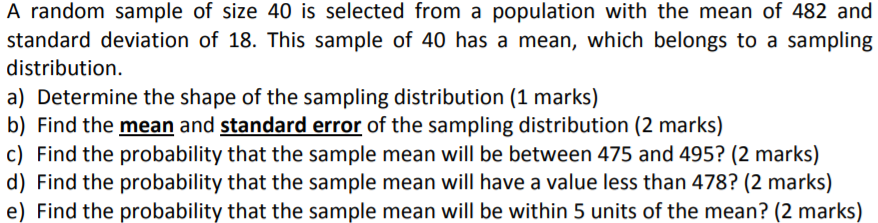 Solved A random sample of size 40 is selected from a | Chegg.com