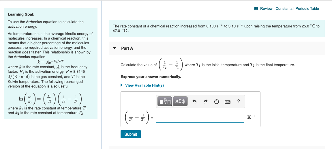 Solved A Review | Constants Periodic Table Learning Goal: | Chegg.com