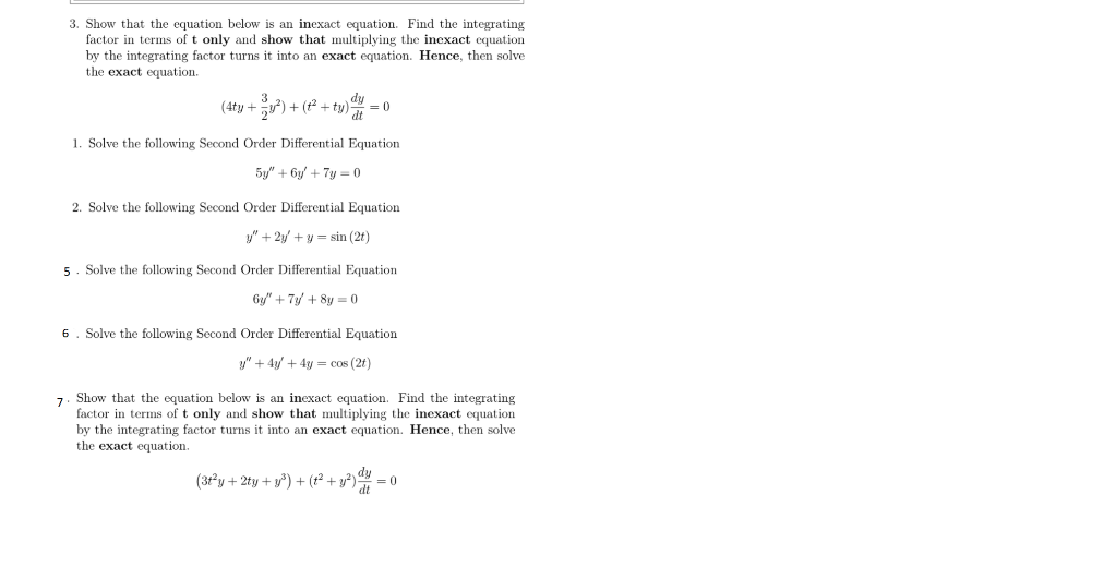 Solved 3. Show that the equation below is an inexact | Chegg.com