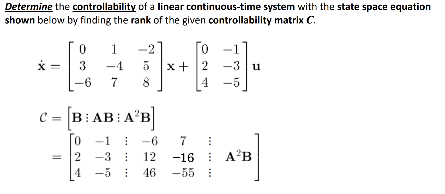 Solved Determine The Controllability Of A Linear