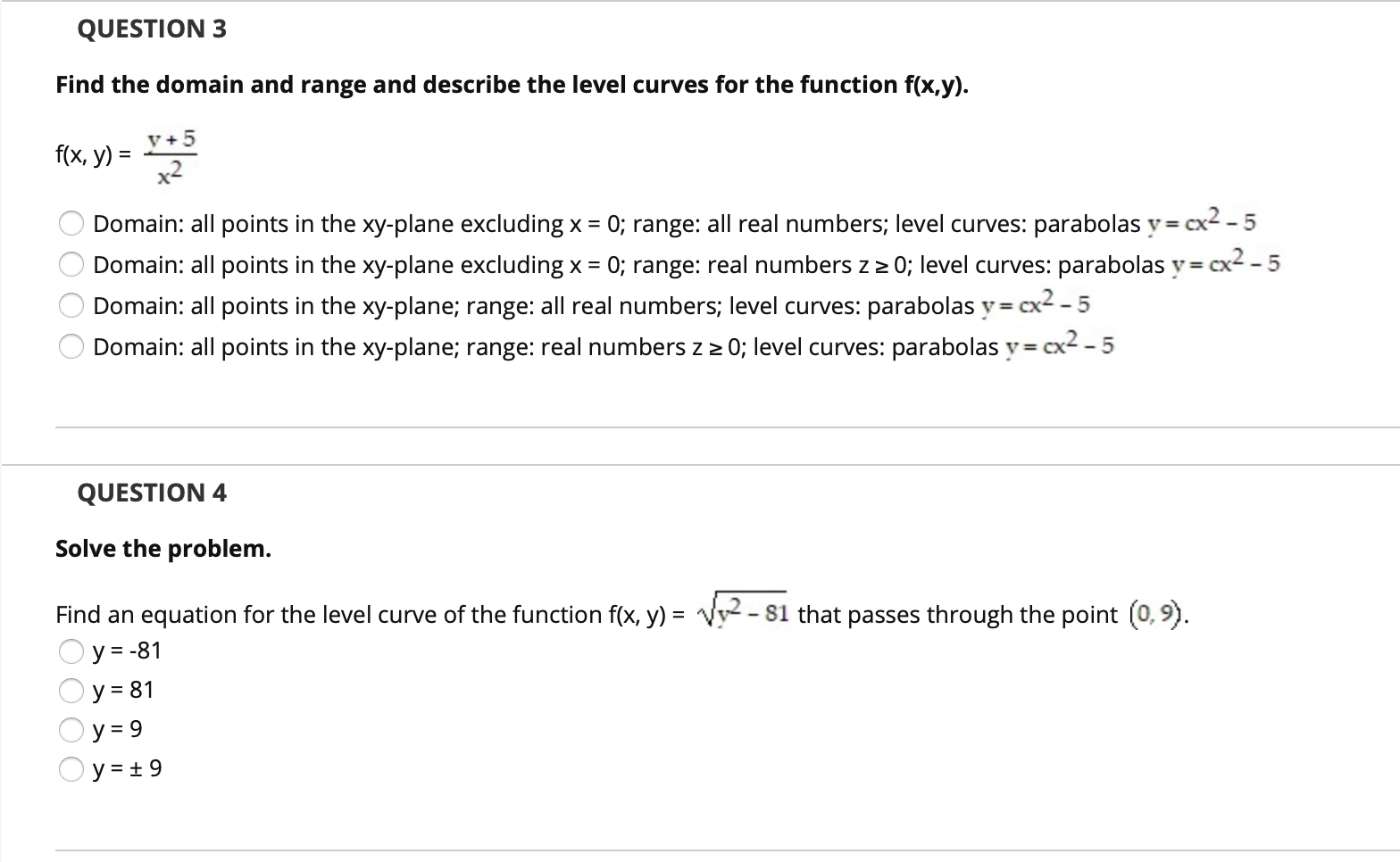 Solved QUESTION 3 Find the domain and range and describe the | Chegg.com