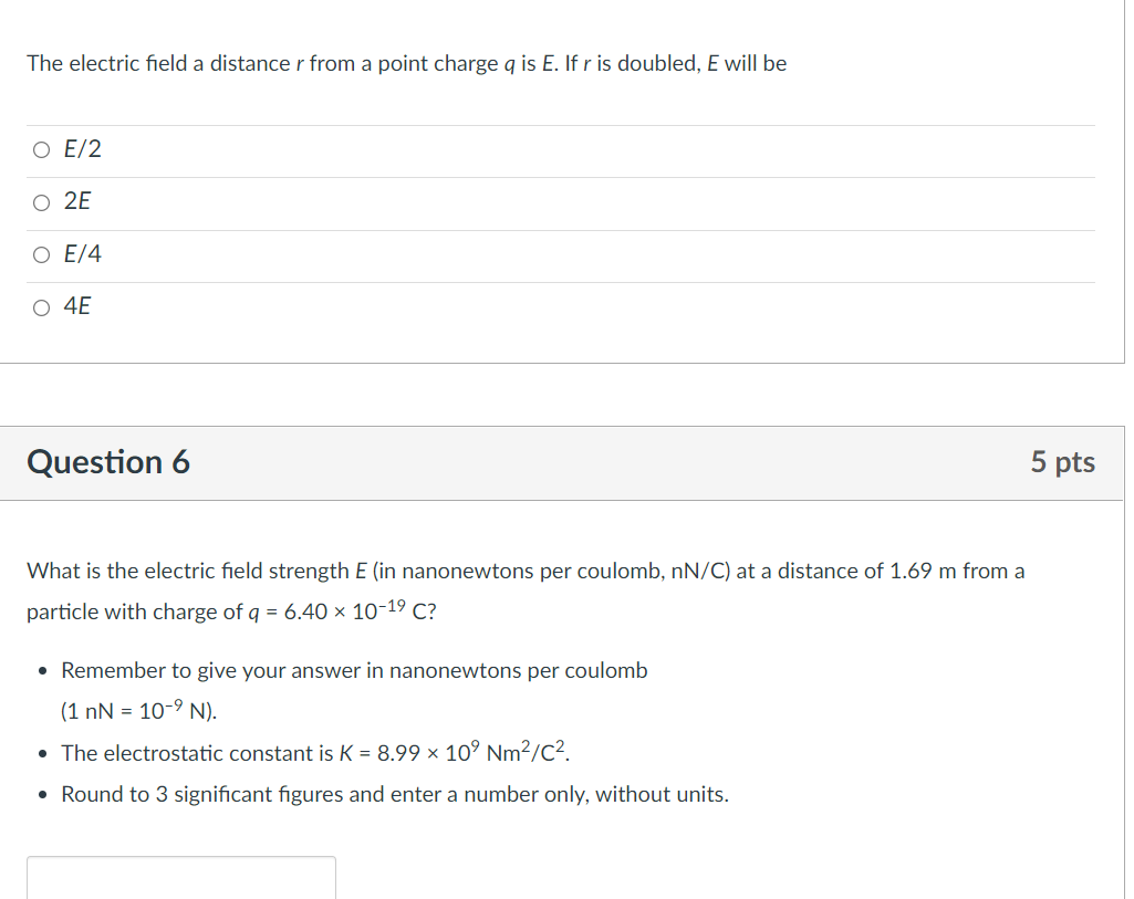 Solved The electric field a distance r from a point charge q | Chegg.com