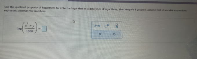 Solved Use the quotient property of logarithms to write the | Chegg.com