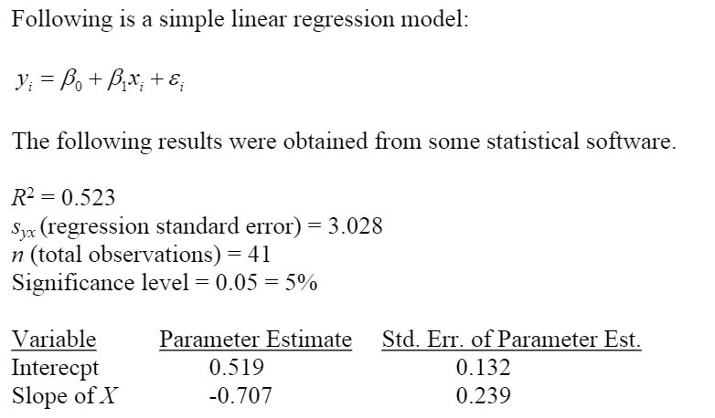 Solved Following is a simple linear regression model: y; = | Chegg.com
