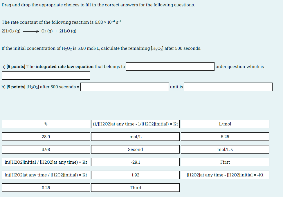 Solved Drag and drop the appropriate choices to fill in the | Chegg.com
