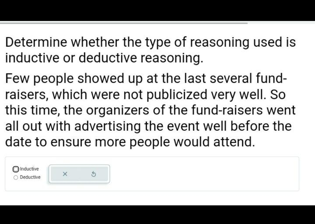 Solved Determine whether the type of reasoning used is | Chegg.com