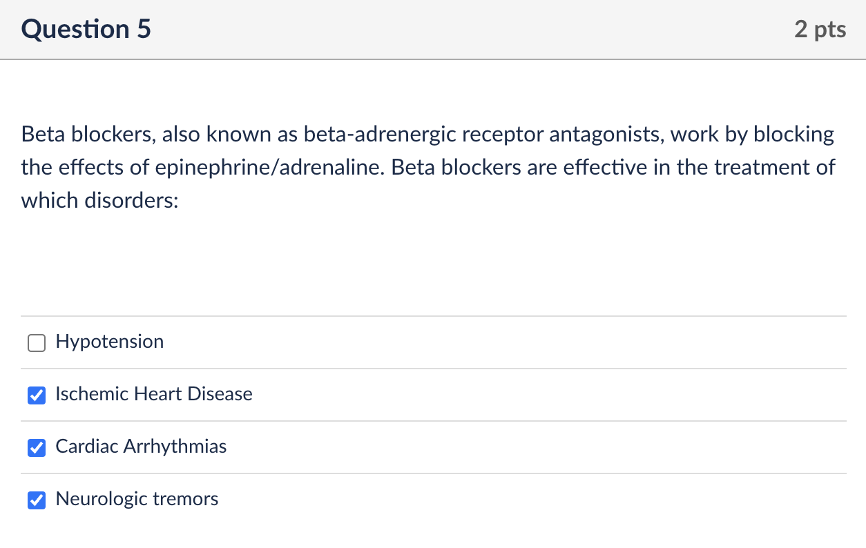 Solved Beta blockers, also known as beta-adrenergic receptor | Chegg.com