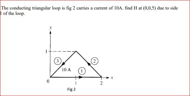 Solved The conducting triangular loop is fig 2 carries a | Chegg.com